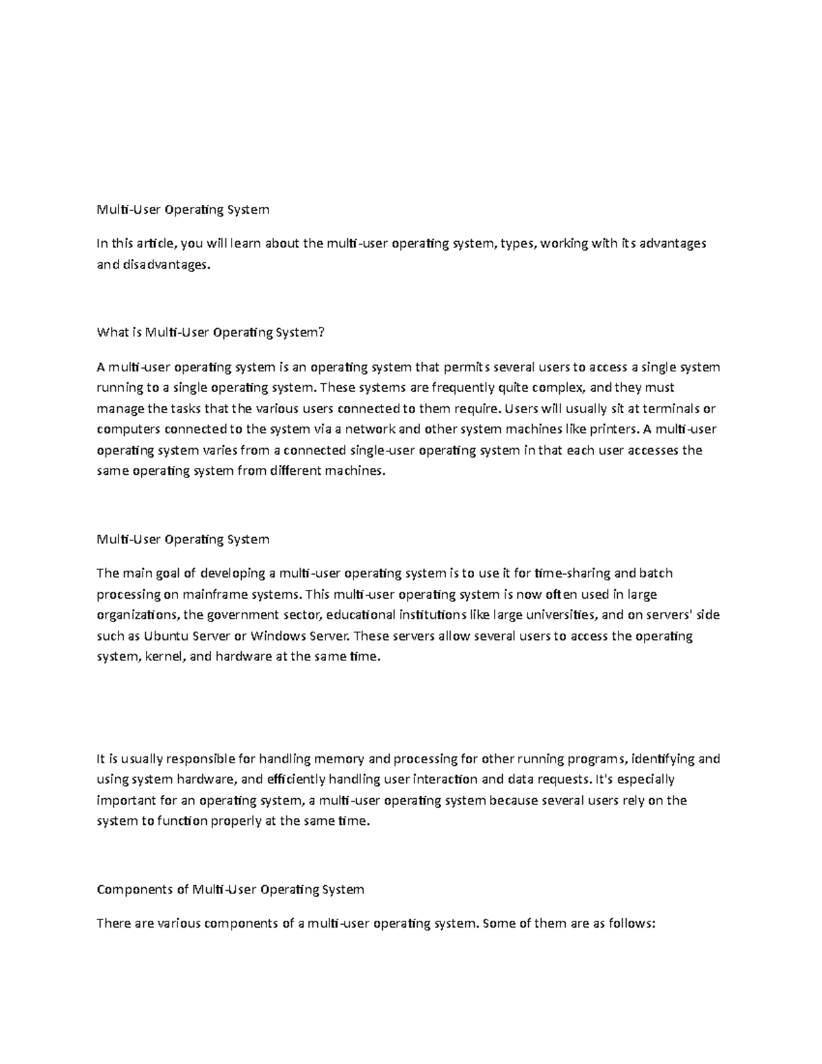 Multi-User Oper-WPS Office - Multi-User Operating System In this ...