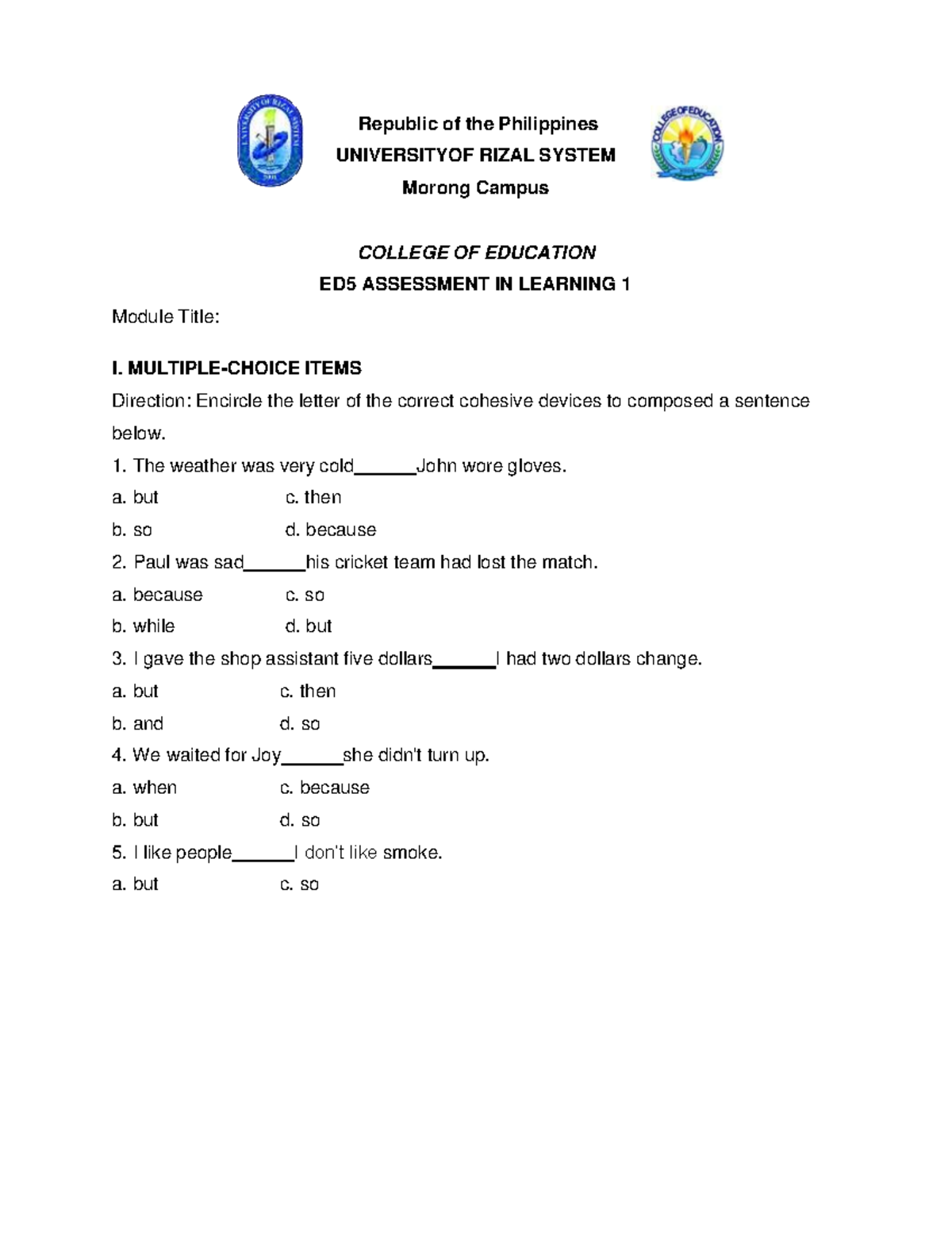 Constructing Objective Paper and Pencil Tests - Republic of the ...