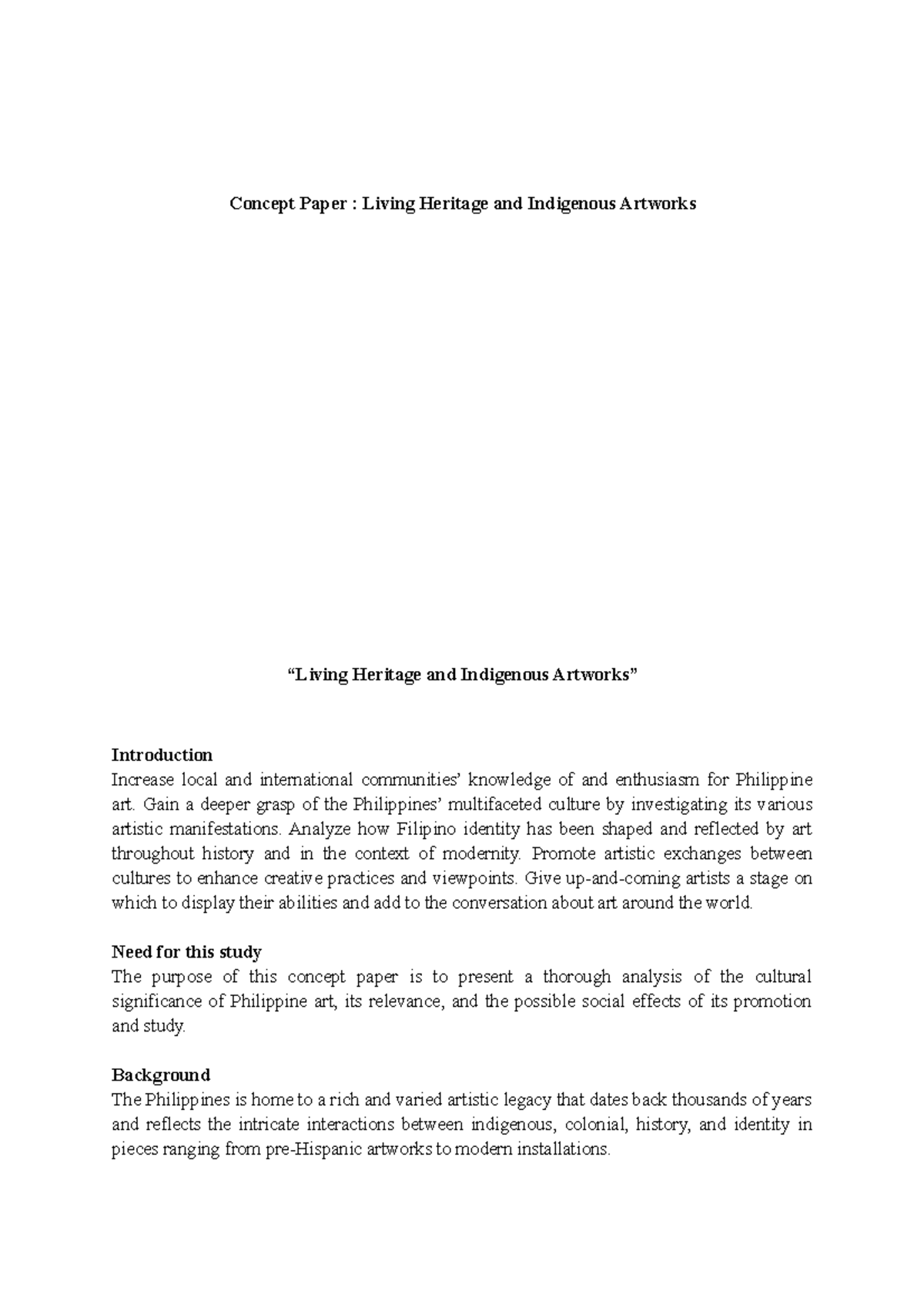 Concept Paper for EAPP - Concept Paper : Living Heritage and Indigenous ...