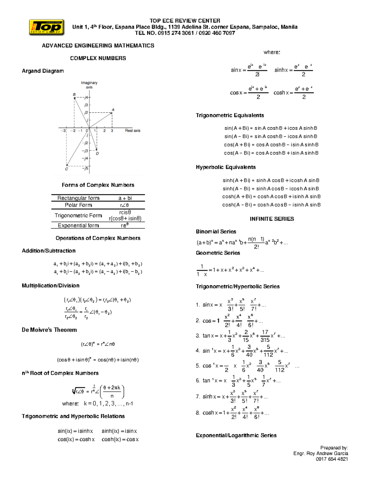 Advanced MATH Practice Problems - TOP ECE REVIEW CENTER Unit 1, 4th ...