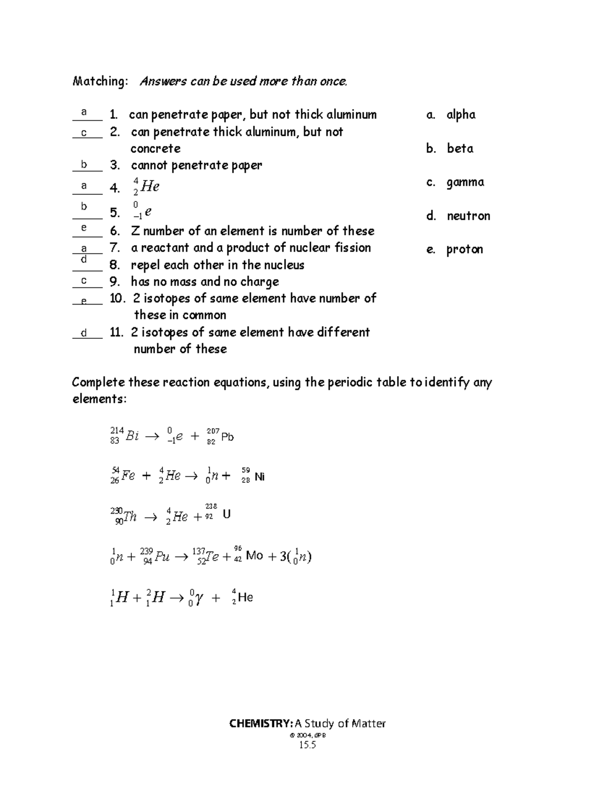 Kami Export - Nuclear science Review ws - CHEMISTRY: A Study of Matter ...