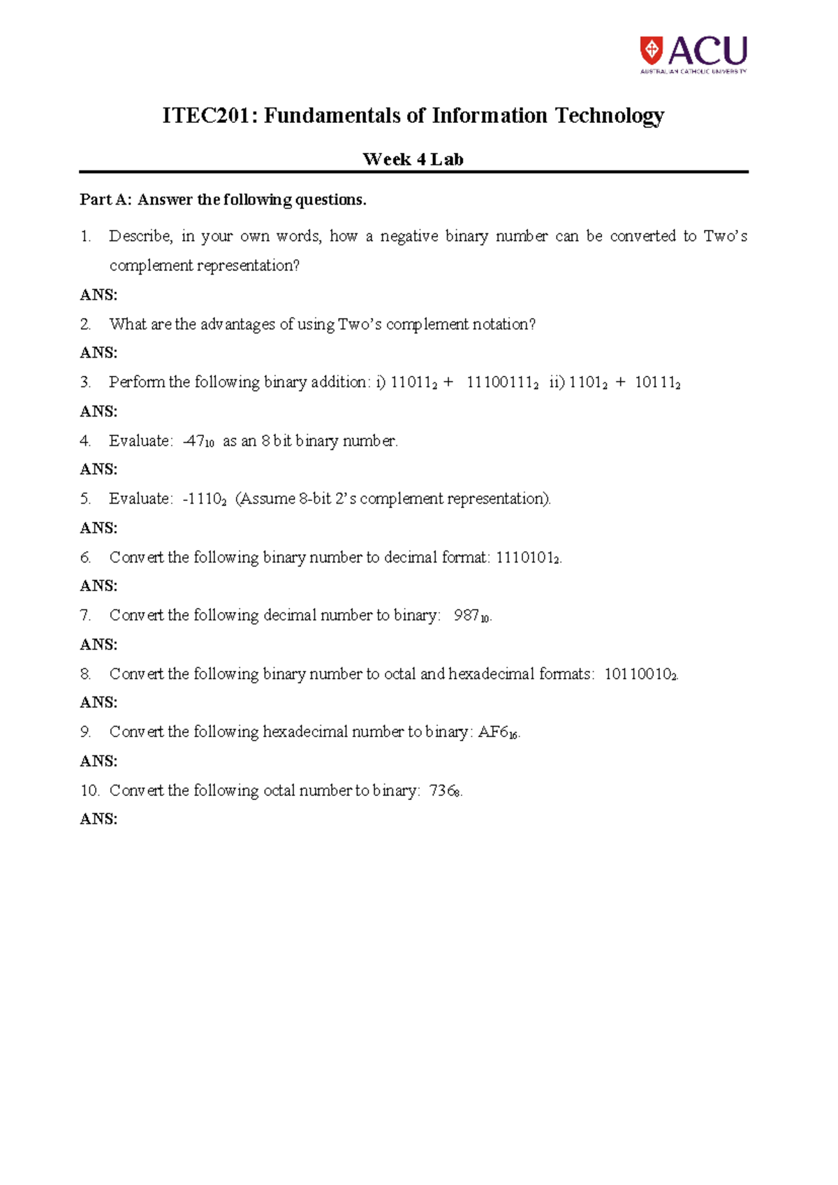 Week 4 Lab - ITEC201: Fundamentals of Information Technology Week 4 Lab ...
