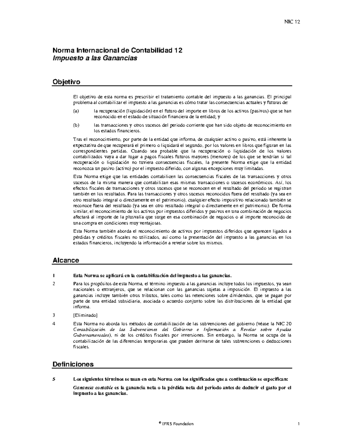 NIC 12 - .............. - NIC 12 Norma Internacional de Contabilidad 12 ...