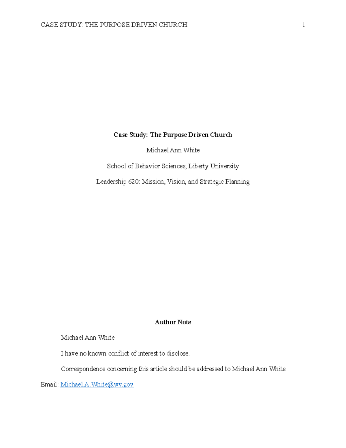 Case study purpose driven church - Case Study: The Purpose Driven ...