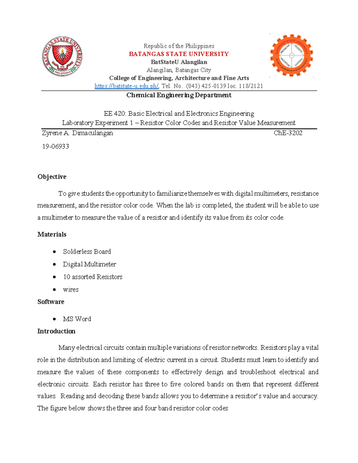 Laboratory Experiment in Basic Electrical and Electronics Engineering ...