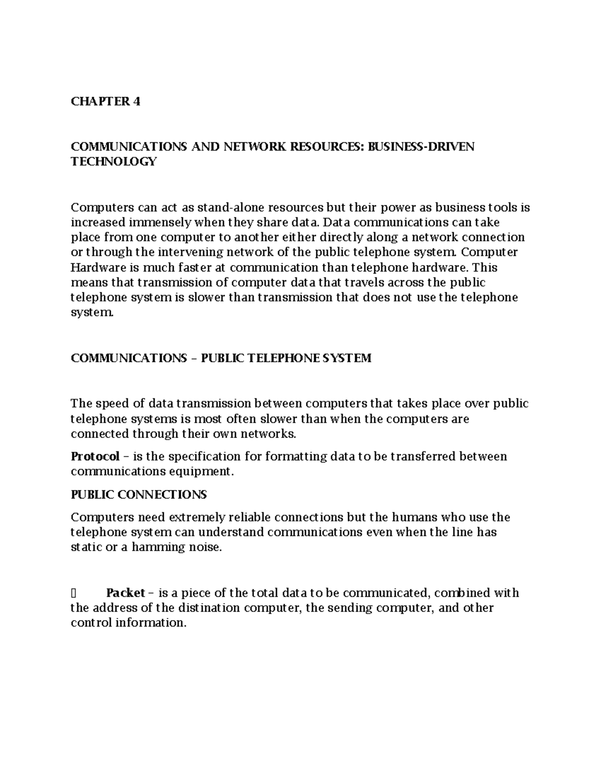 Communications And Network Resources - CHAPTER 4 COMMUNICATIONS AND NETWORK RESOURCES: - Studocu