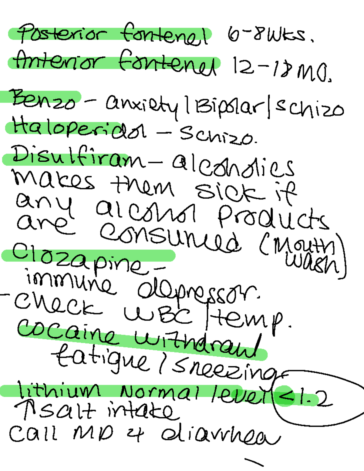 Final Study Sheet - Posterior fantenel 6-0WKs . Anterior Fontend 12 ...