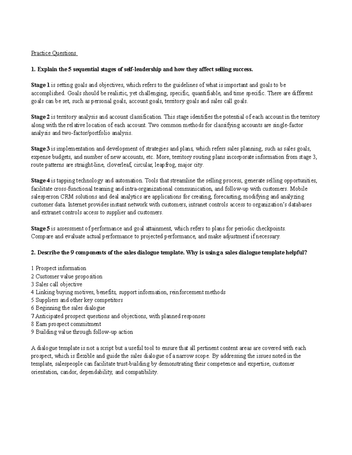 Sample/practice exam 2015, questions and answers - Practice Questions 1 ...