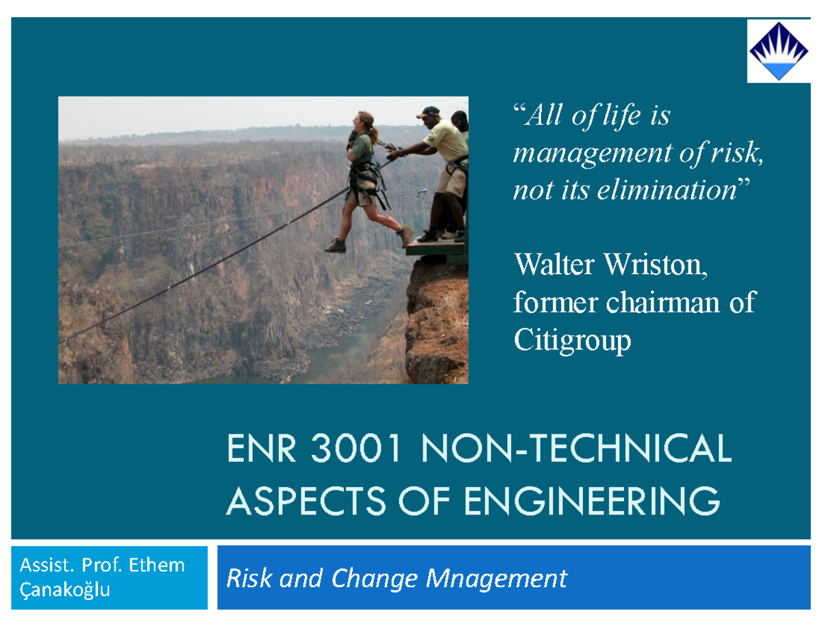 Risk and Change Management - ####### ENR 3001 NON-TECHNICAL ...