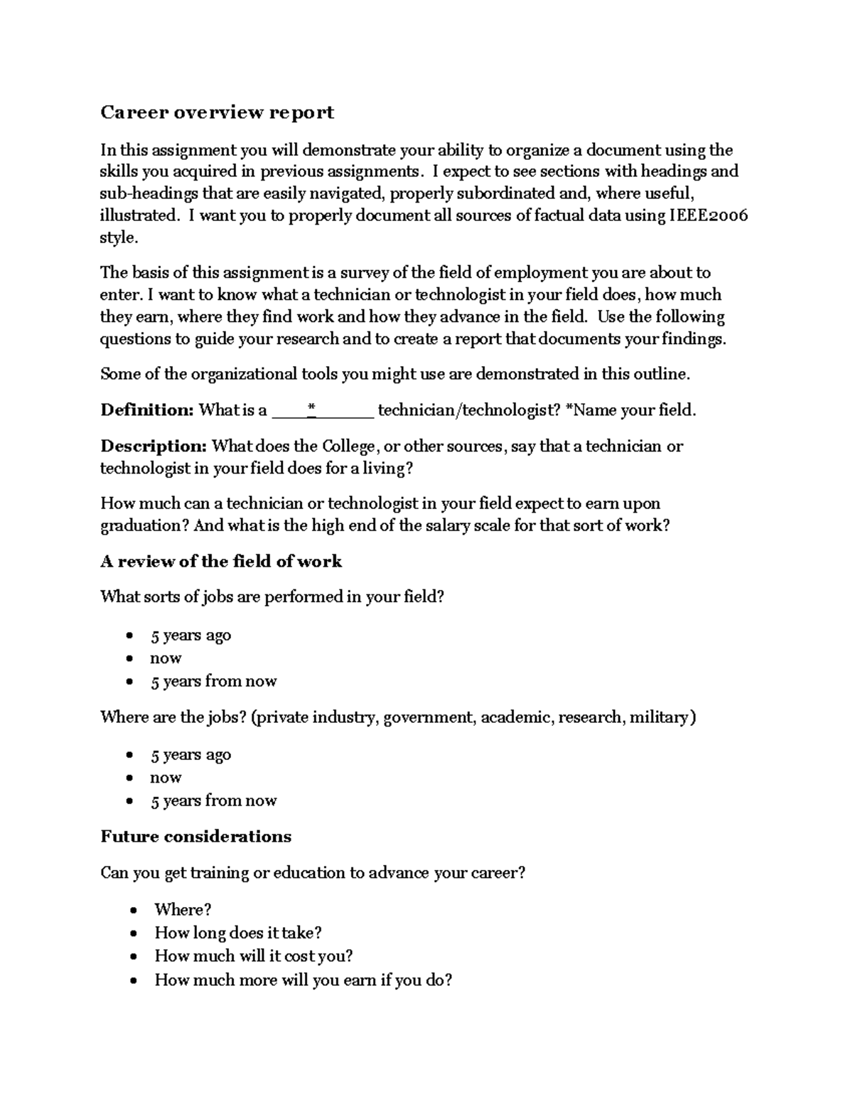 Career Overview (Breakdown in pdf) - Career overview report In this ...