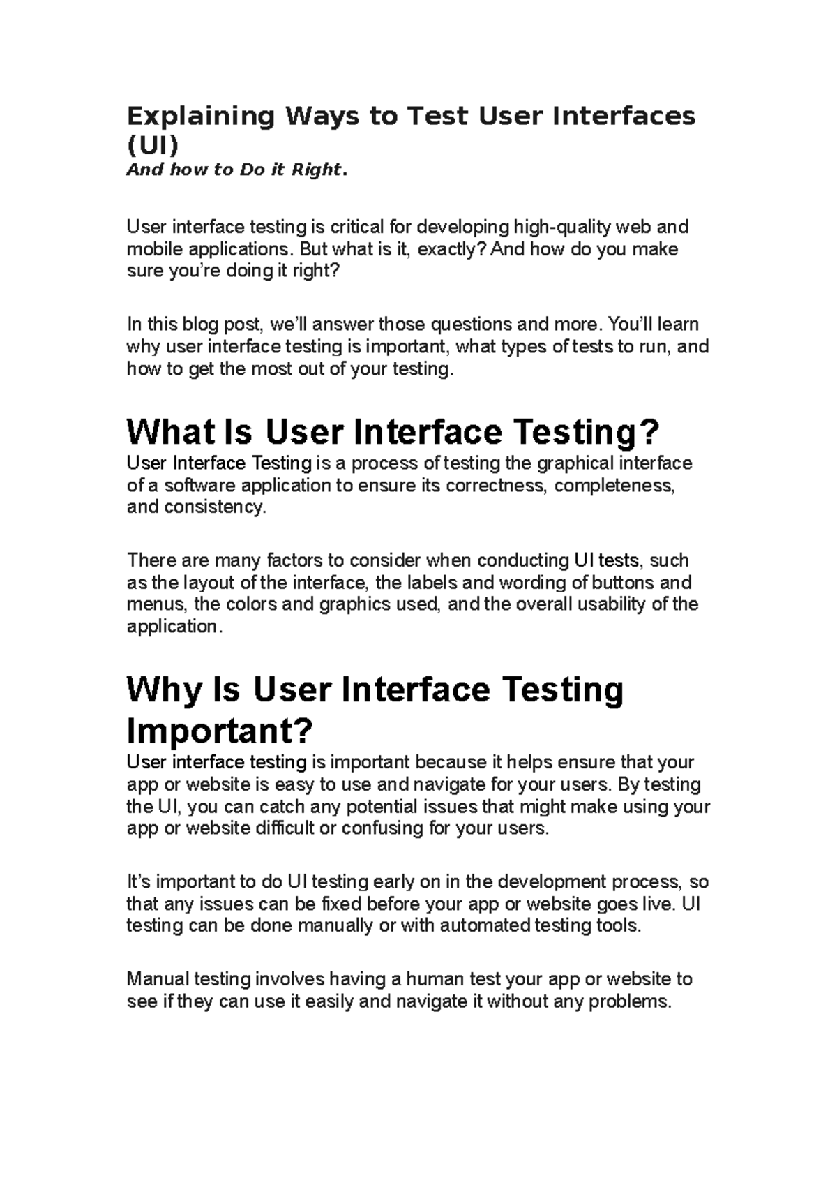 Explaining Ways To Test User Interfaces Ui Explaining Ways To Test User Interfaces Ui And