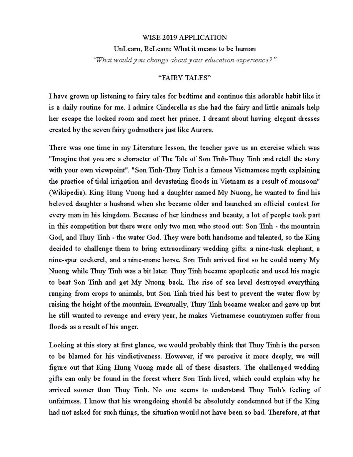 WISE 2019 Application - WISE 2019 APPLICATION UnLearn, ReLearn: What it ...