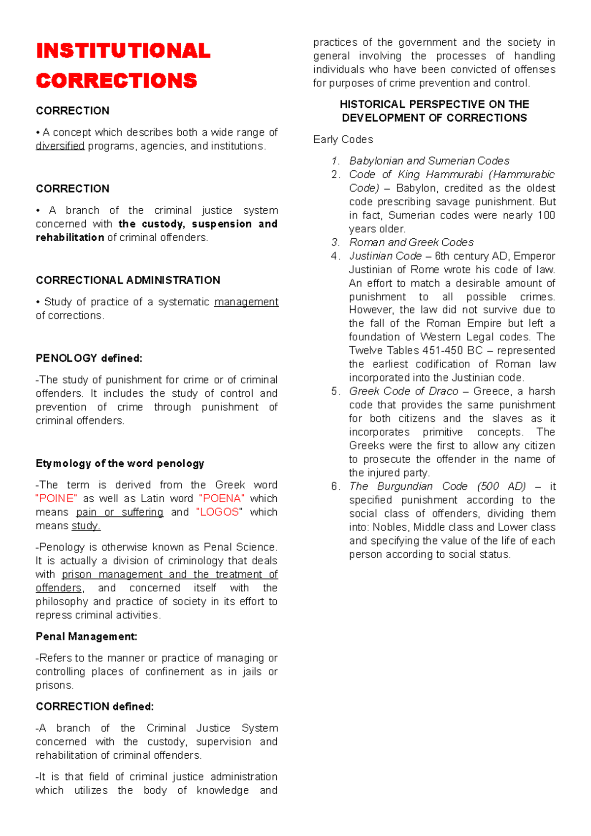 Institutional- Corrections - INSTITUTIONAL CORRECTIONS CORRECTION A ...