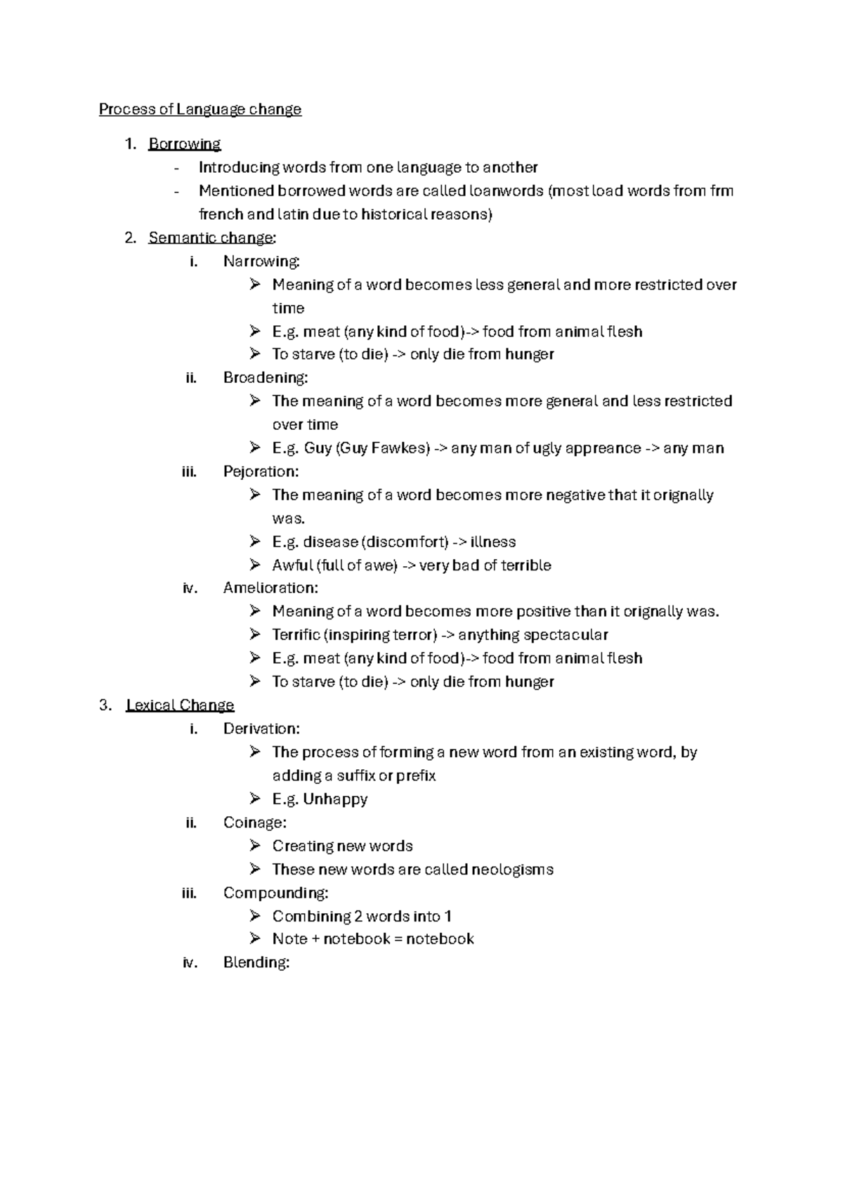 Process of language Change - Process of Language change 1. Borrowing ...