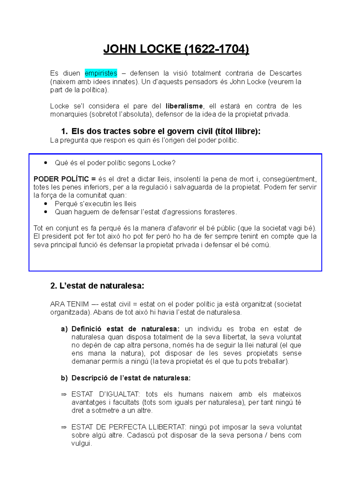 resumen de JOHN Locke - Filosofia - UAB - Studocu