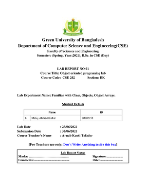 Lab Report Template - trhtht - Green University of Bangladesh ...