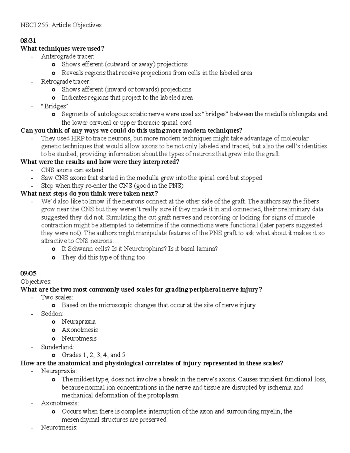 NSCI 255 Article Objectives - NSCI 255: Article Objectives 08/31 What ...