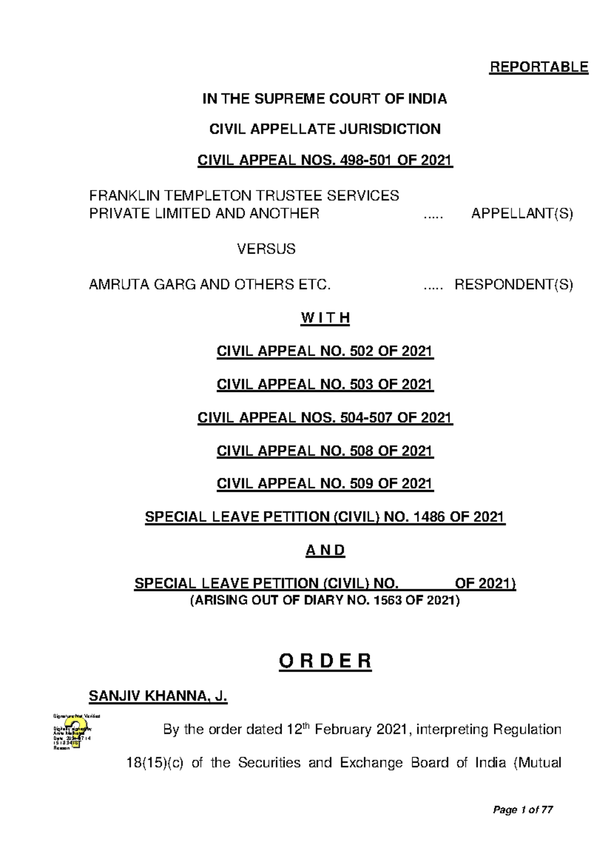 Judgement - law - REPORTABLE IN THE SUPREME COURT OF INDIA CIVIL ...