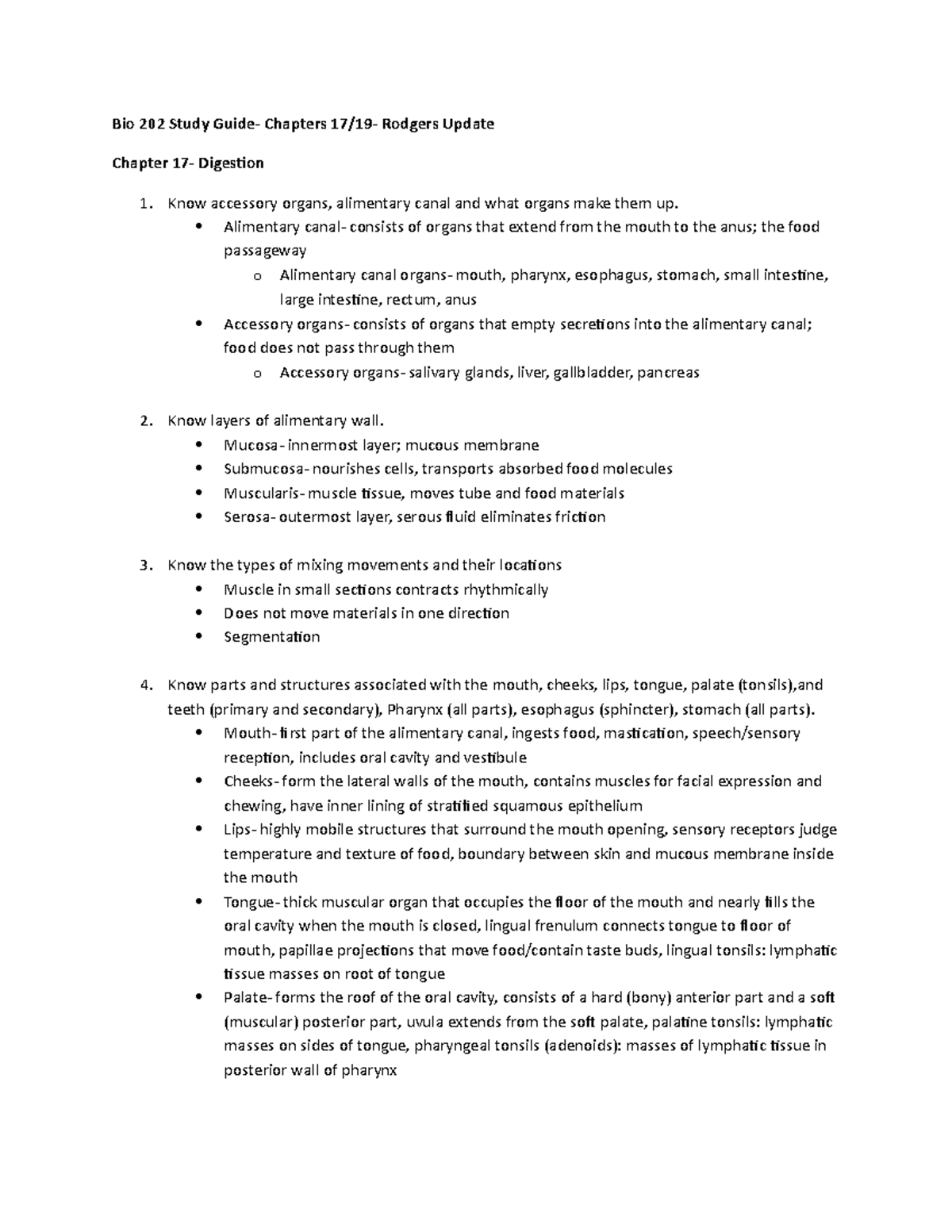 Bio 202 Study Guide (ch 17,19) update(1) (3) finished - Bio 202 Study ...