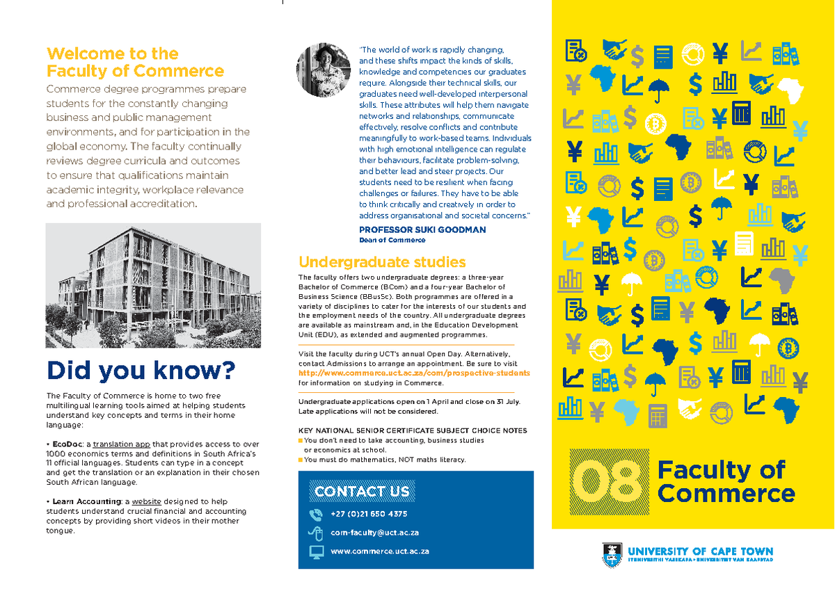UCT Fact Sheet 08 Commerce - Faculty of 08 Commerce CONTACT US +27 (0 ...