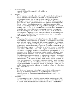 Diffraction Lab Report - I. Basic Information - Diffraction Lab Report - November 15, 2019 II ...