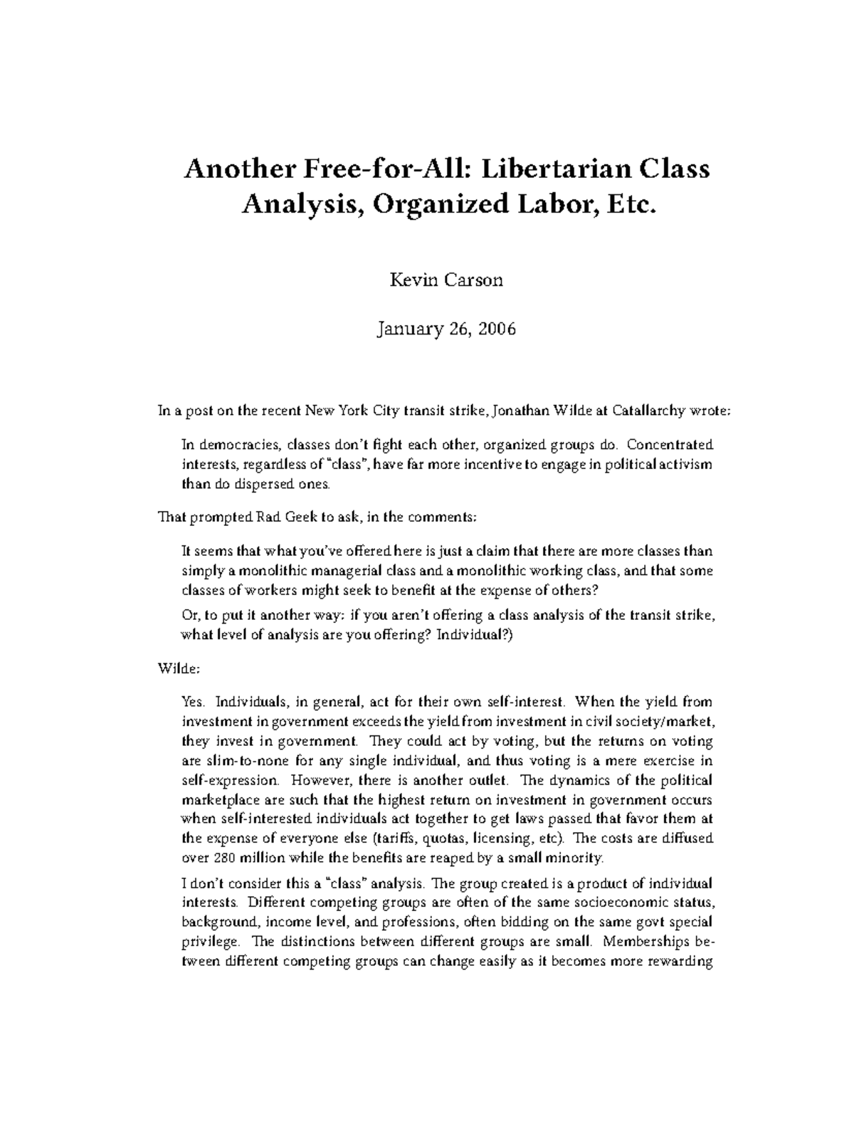 Kevin carson another free for all libertarian class analysis organized ...