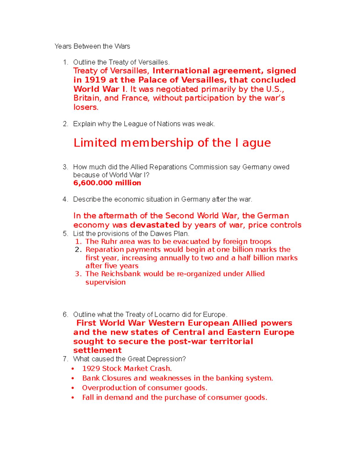 Years Between the Wars - 4k trey - Years Between the Wars 1. Outline ...