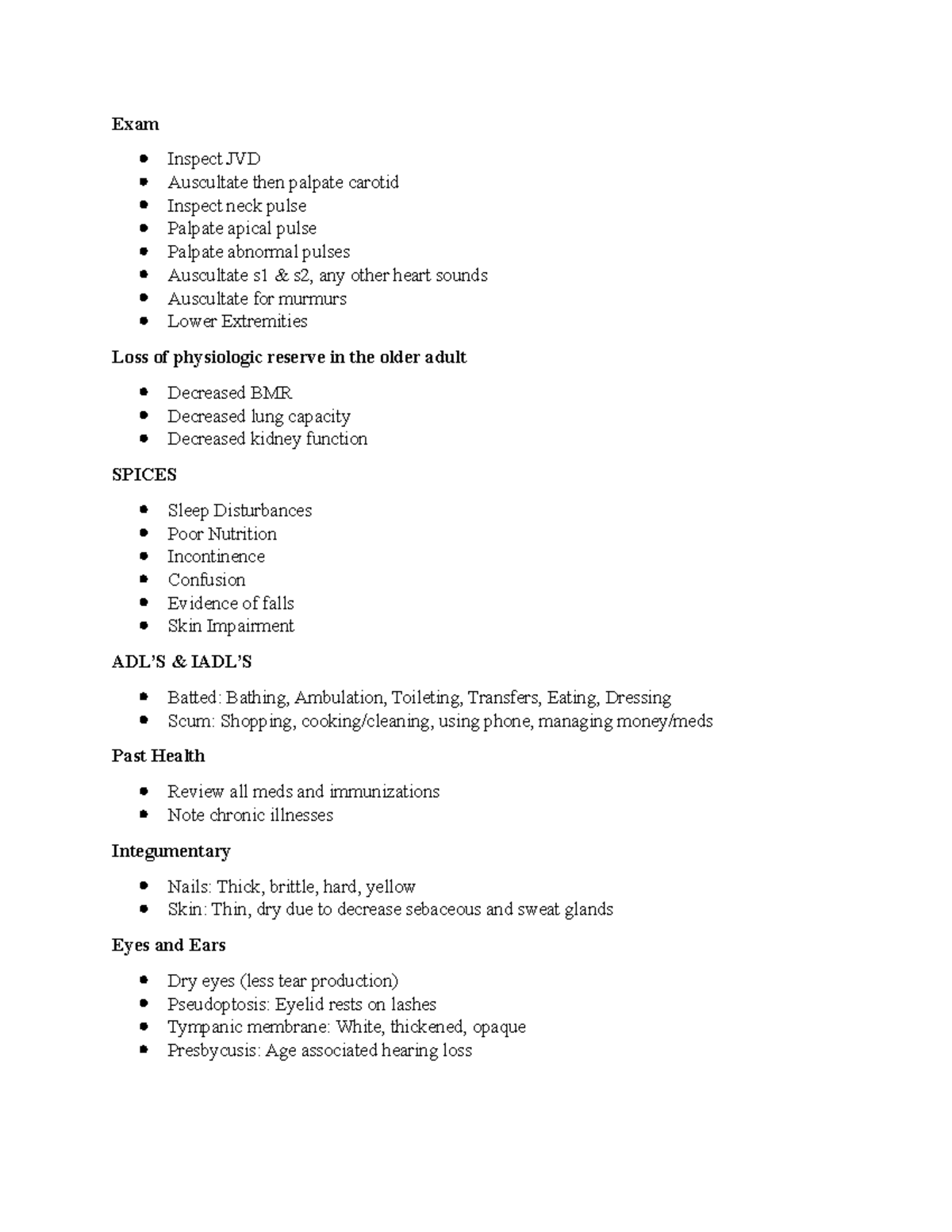 Final Pg 3 - Exam Inspect JVD Auscultate then palpate carotid Inspect ...