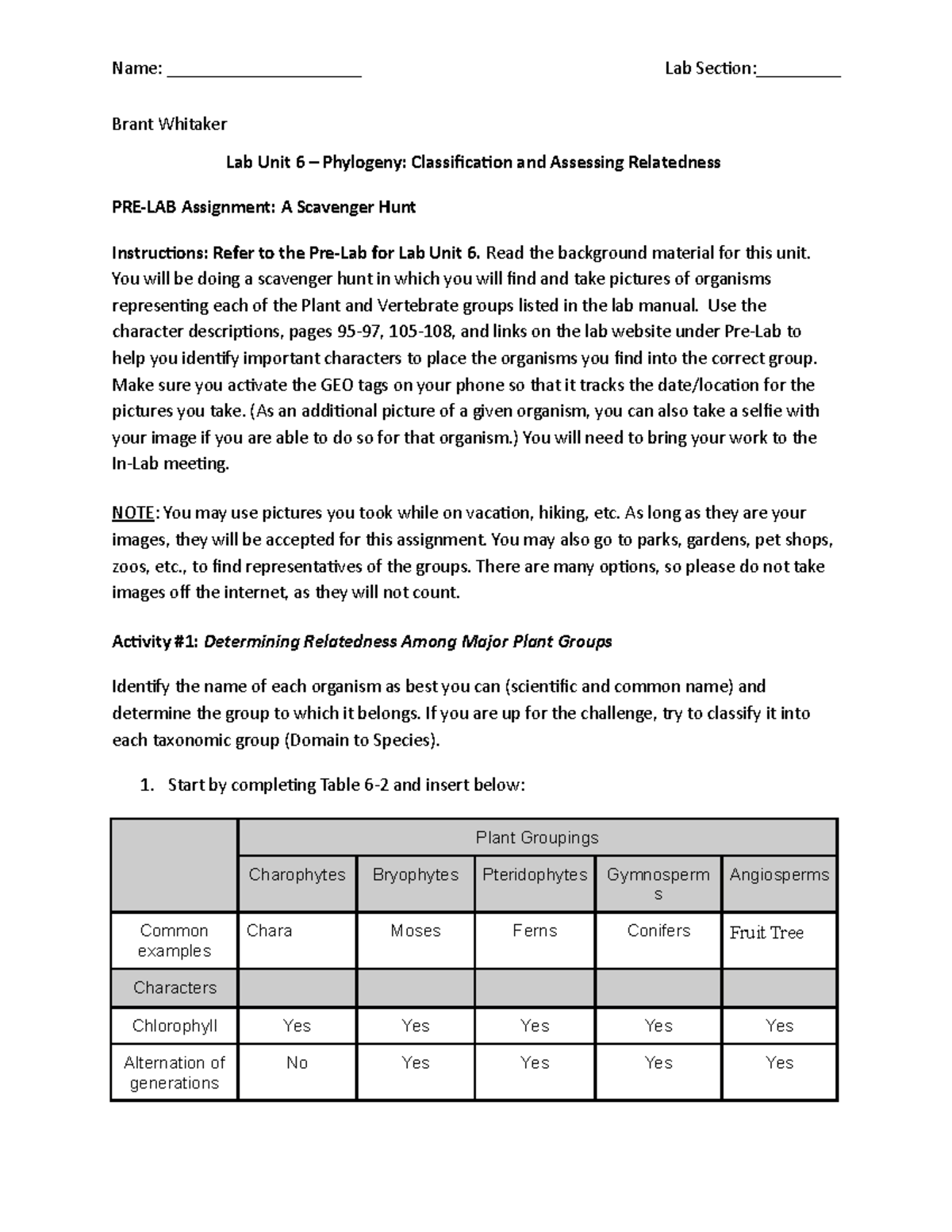 Lab6 Pre-Lab handout - BIO 181 - NC State - Studocu