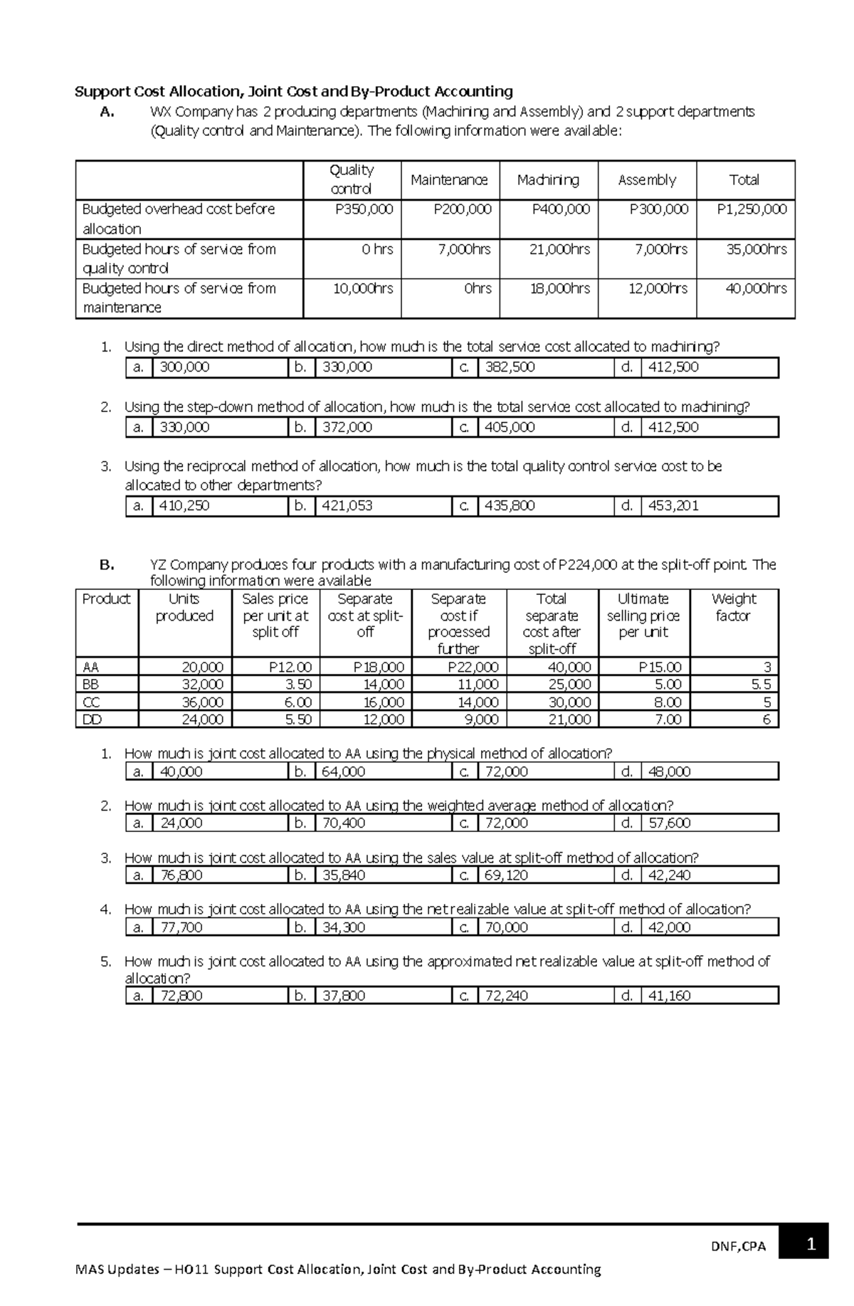 HO11 Support-Cost-Allocation-Joint-Cost-and-By-Product-Accounting - MAS ...