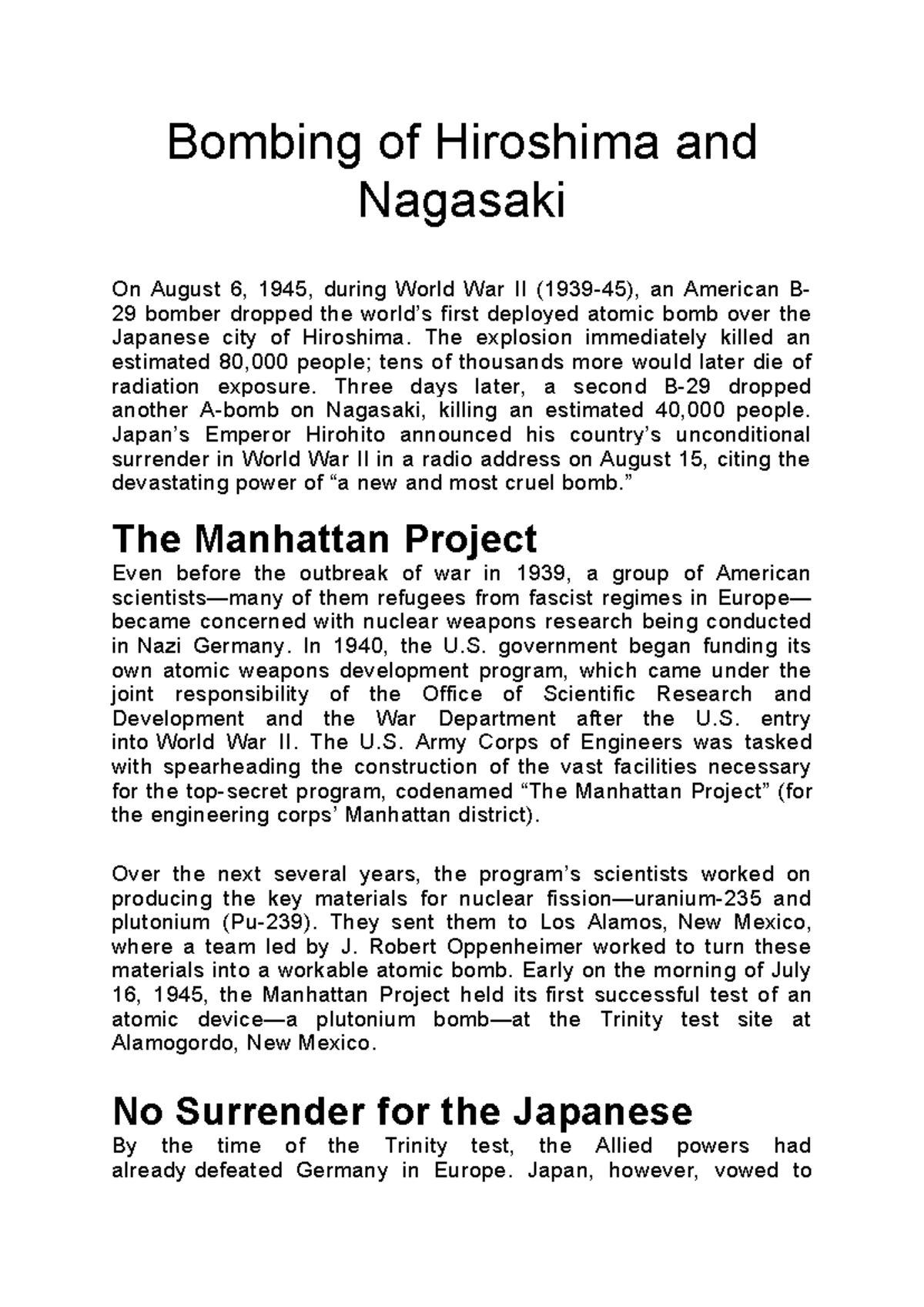 Interpreting 2- Unit 4- Background reding 2 - Bombing of Hiroshima and ...