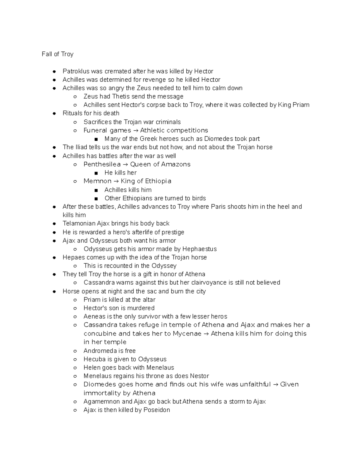 Exam 3 shit - Detailed notes of the lecture. - Fall of Troy Patroklus ...