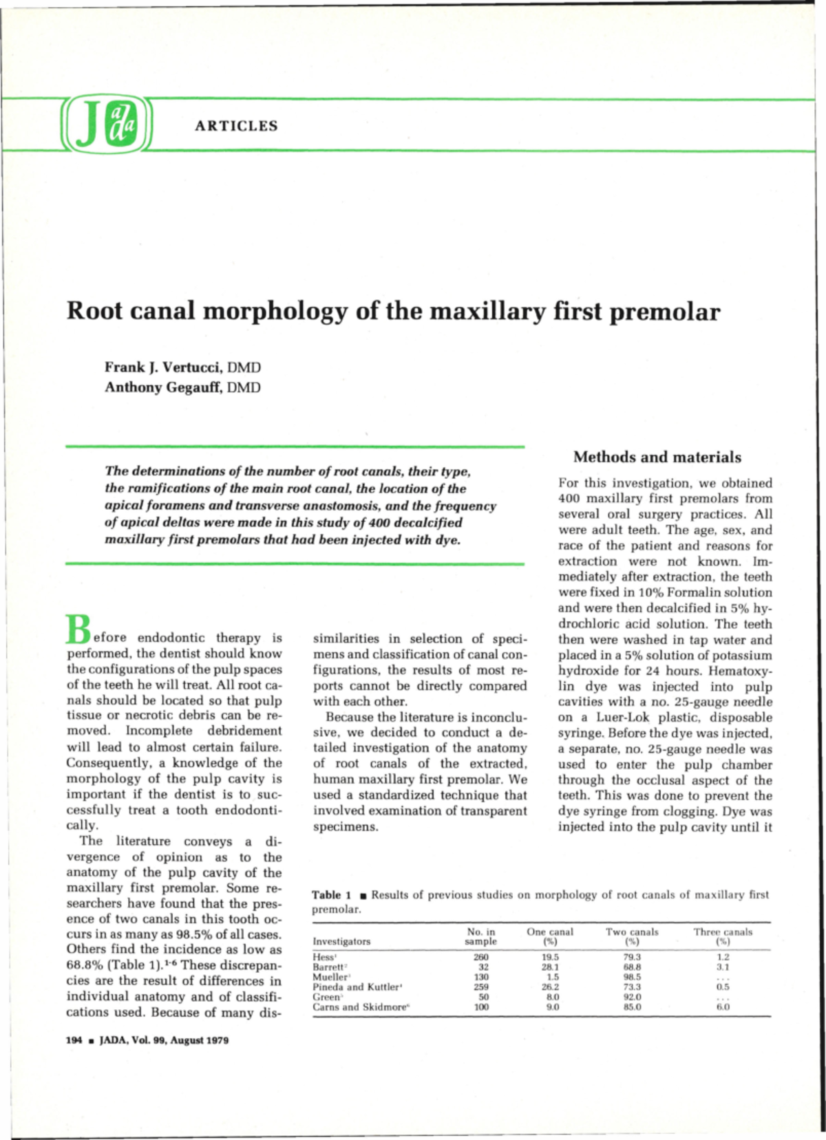 Morfologia radicular de primer premolar superior - n m J \¡®j ARTICLES ...