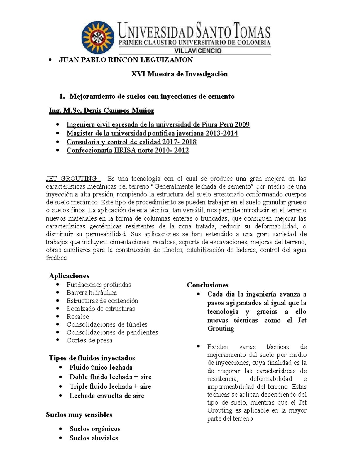 Resumen Ponencia- Juan Pablo Rincon - JUAN PABLO RINCON LEGUIZAMON XVI ...