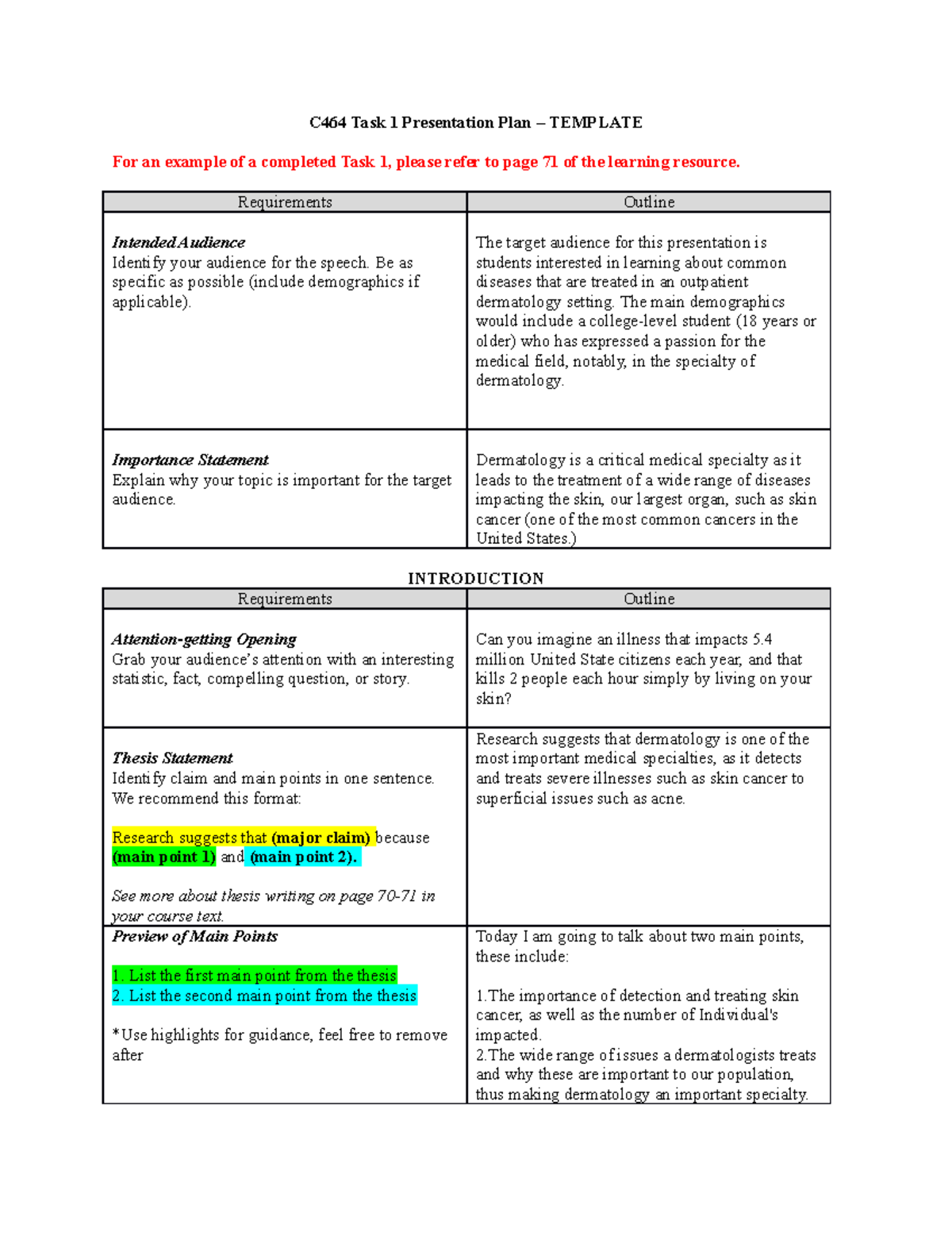 C464 Task 1- Example Document for Communications - C464 Task 1 ...