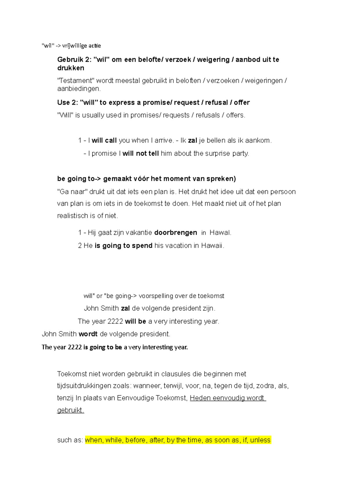 Engels een kort overzicht van de grammaticale regels! - "wil ...