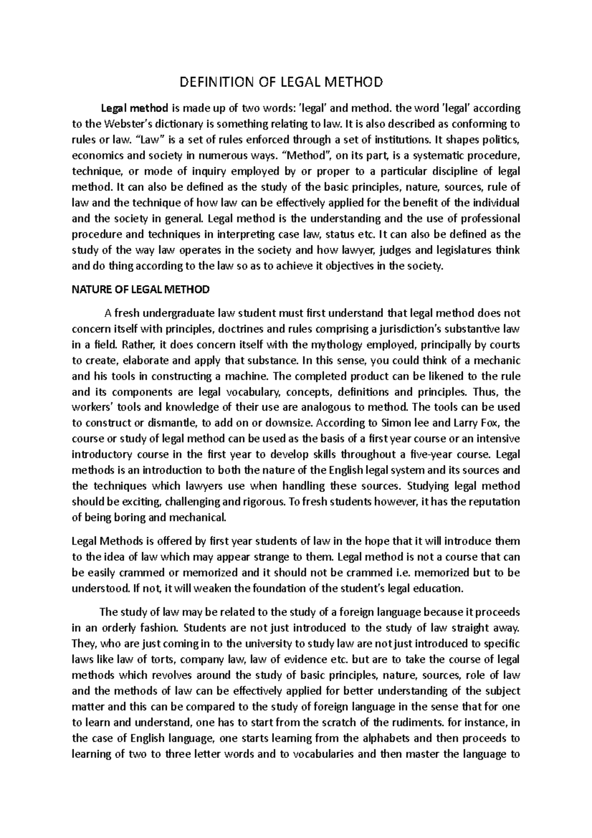 Definition Of Legal Method - DEFINITION OF LEGAL METHOD Legal method is ...