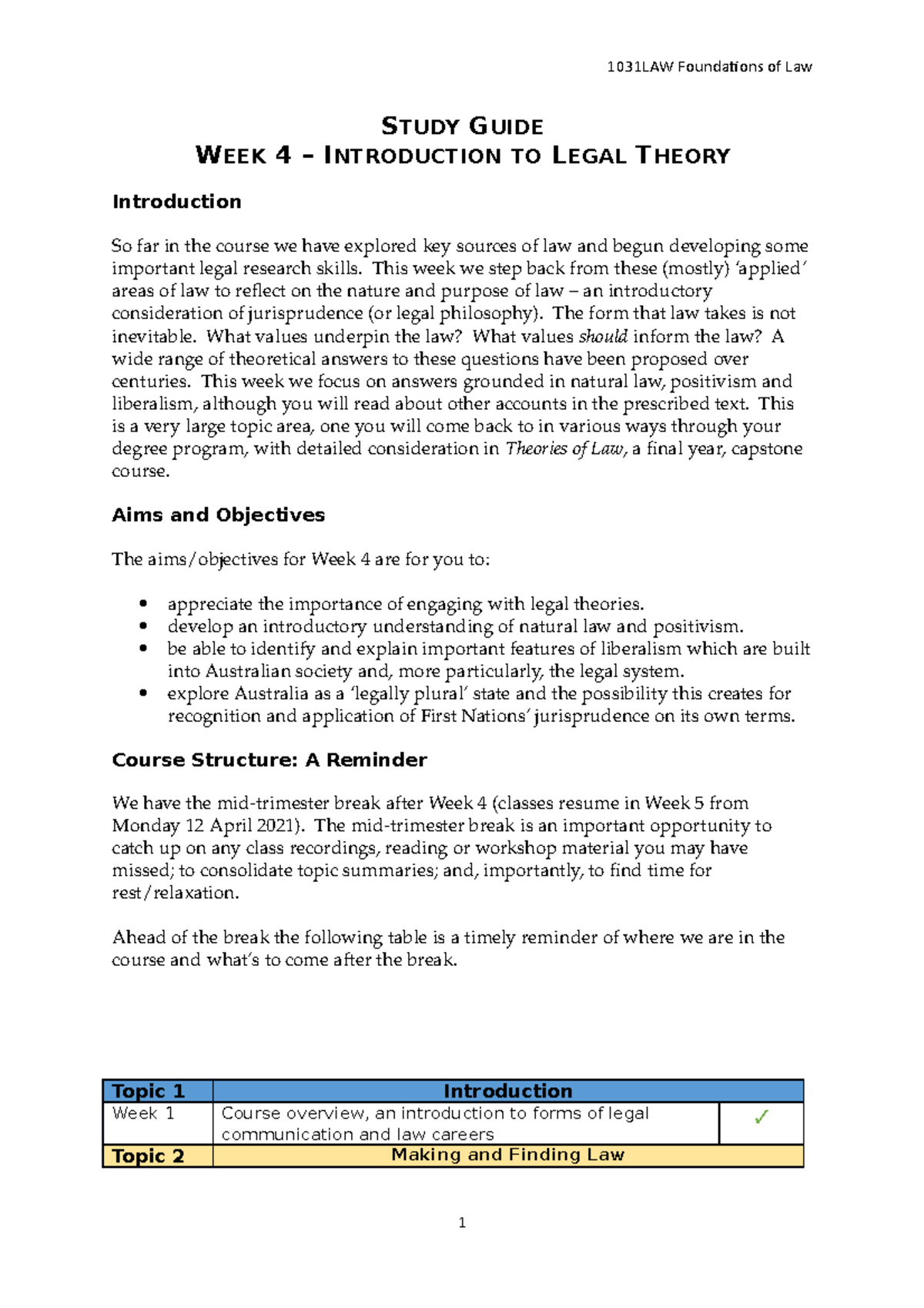 Week 4 Study Guide 1031LAW - STUDY GUIDE WEEK 4 – INTRODUCTION TO LEGAL ...
