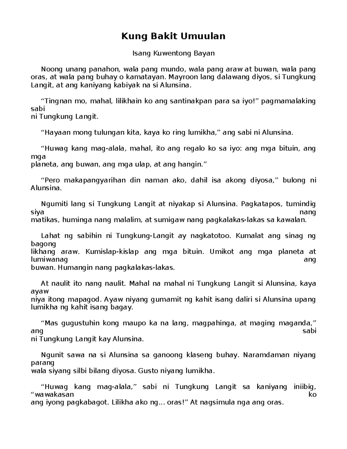 152073412 Kung Bakit Umuulan - Kung Bakit Umuulan Isang Kuwentong Bayan ...