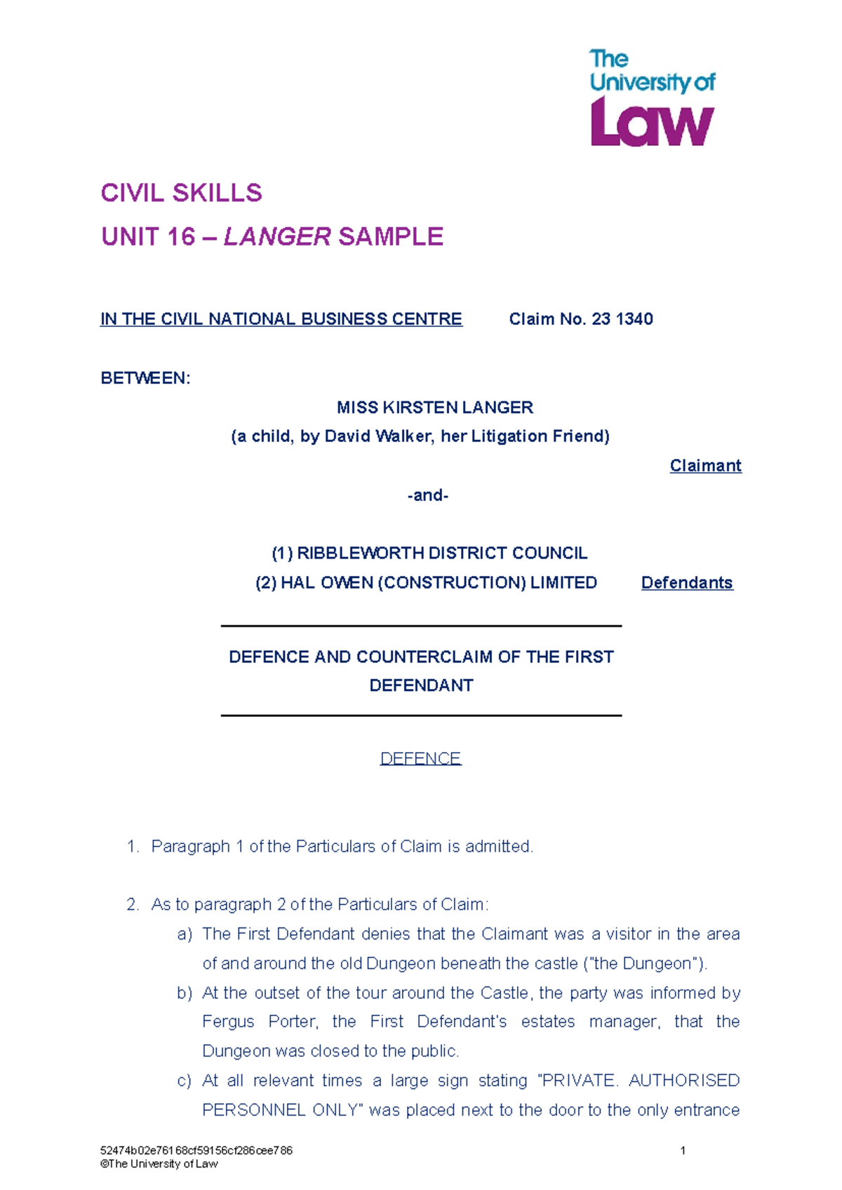 2324 skill civ unit16 ce02 langer sample d cc - CIVIL SKILLS UNIT 16 ...