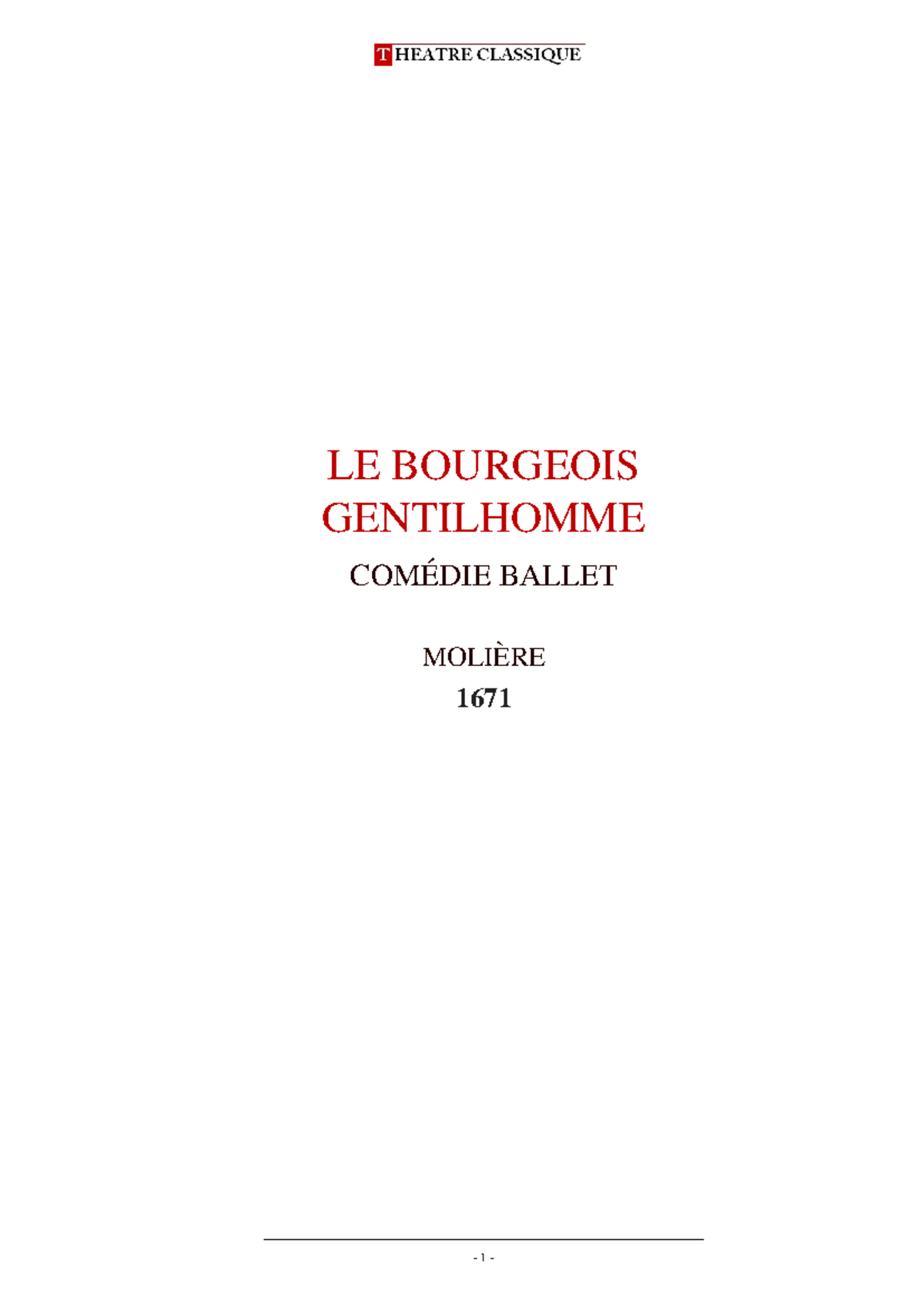 Moliere Bourgeoisgentilhomme - LE BOURGEOIS GENTILHOMME COMÉDIE BALLET ...