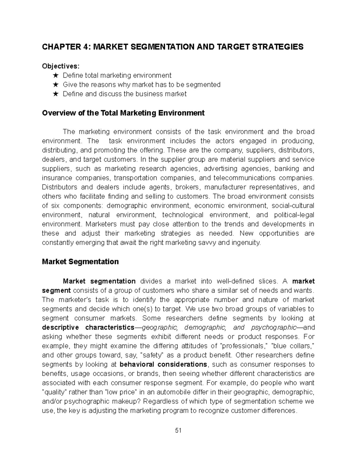 Business Marketing Chapter 4 - CHAPTER 4: MARKET SEGMENTATION AND ...