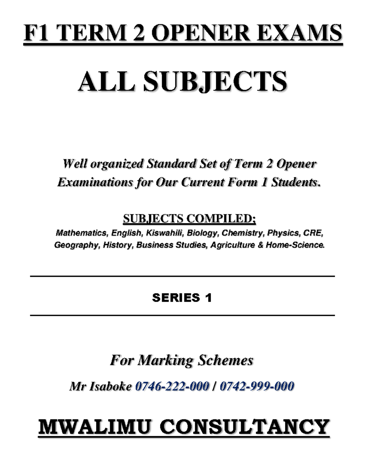 F1 TERM 2 Opener - Use - F1 TERM 2 OPENER EXAMS ALL SUBJECTS Well ...