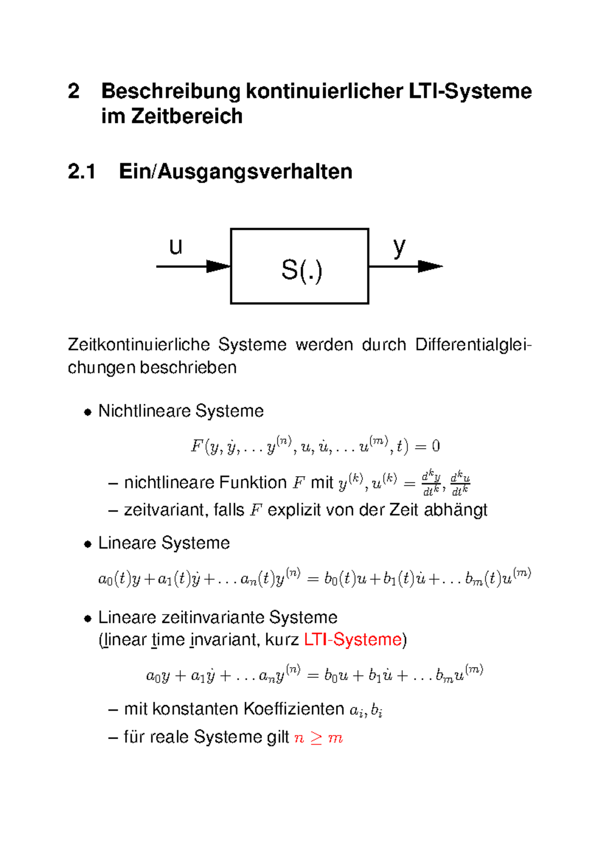 Signale und Systeme folien 2 - 2 Beschreibung kontinuierlicher LTI-Systeme im Zeitbereich 2 ...