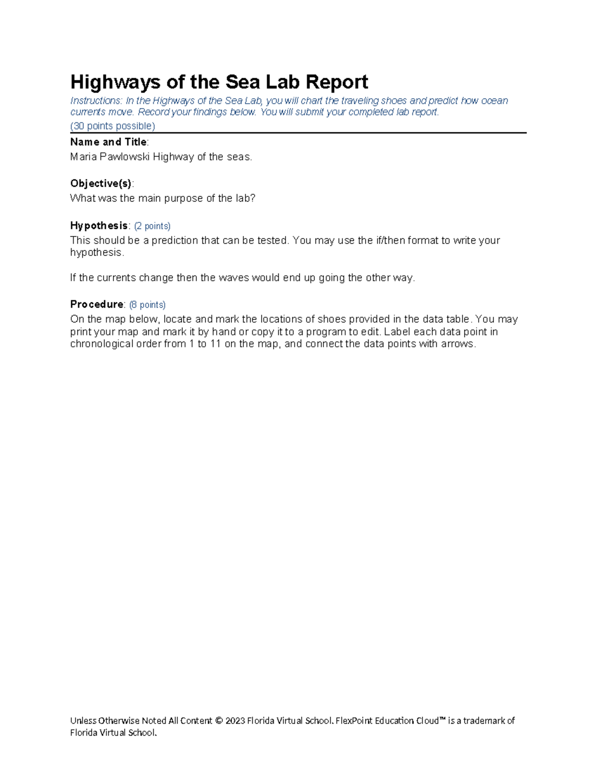 Highway lab report Maria Pawlowski - Highways of the Sea Lab Report ...