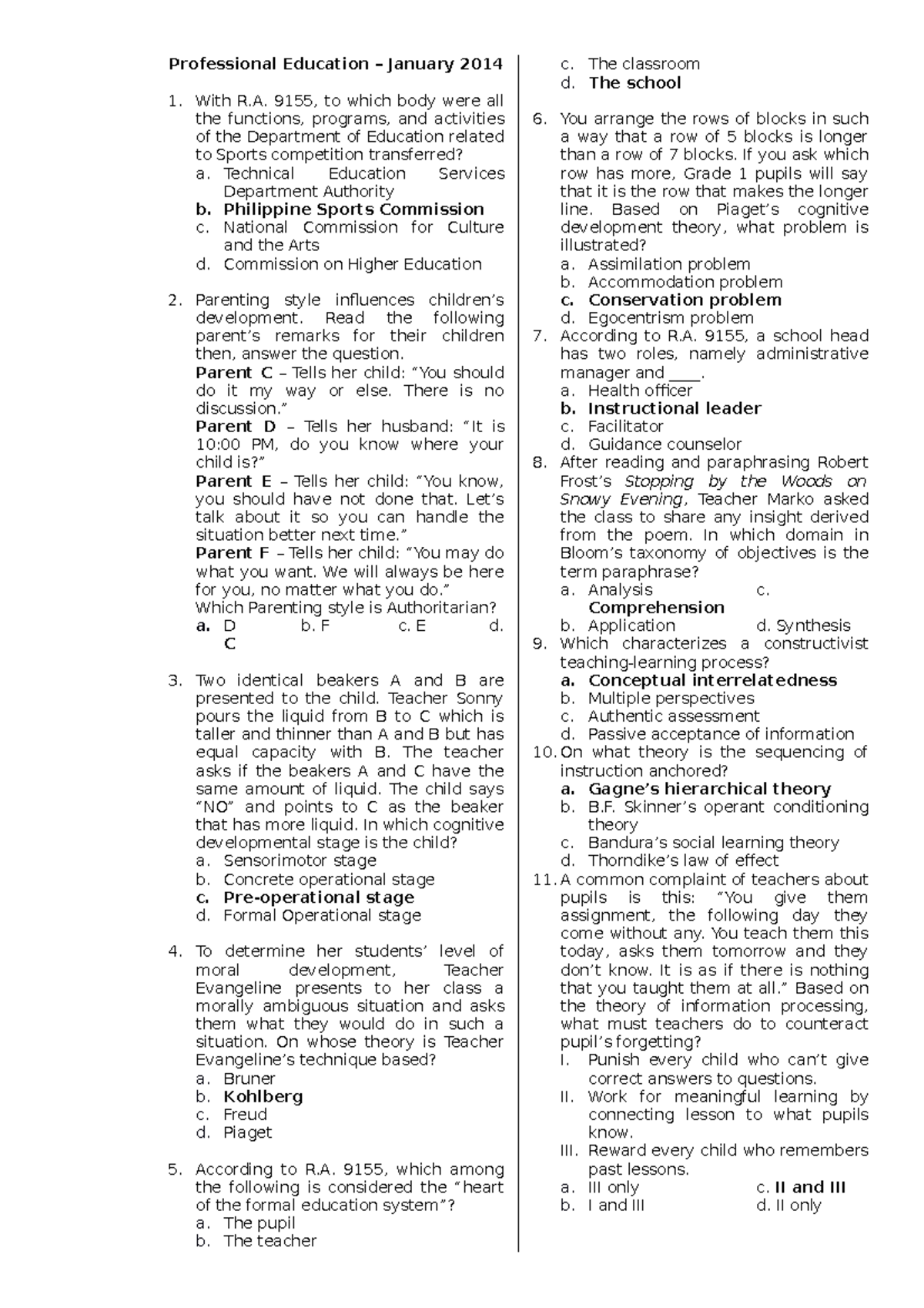 Professional- Education- lecture notes for reviewee - Professional ...