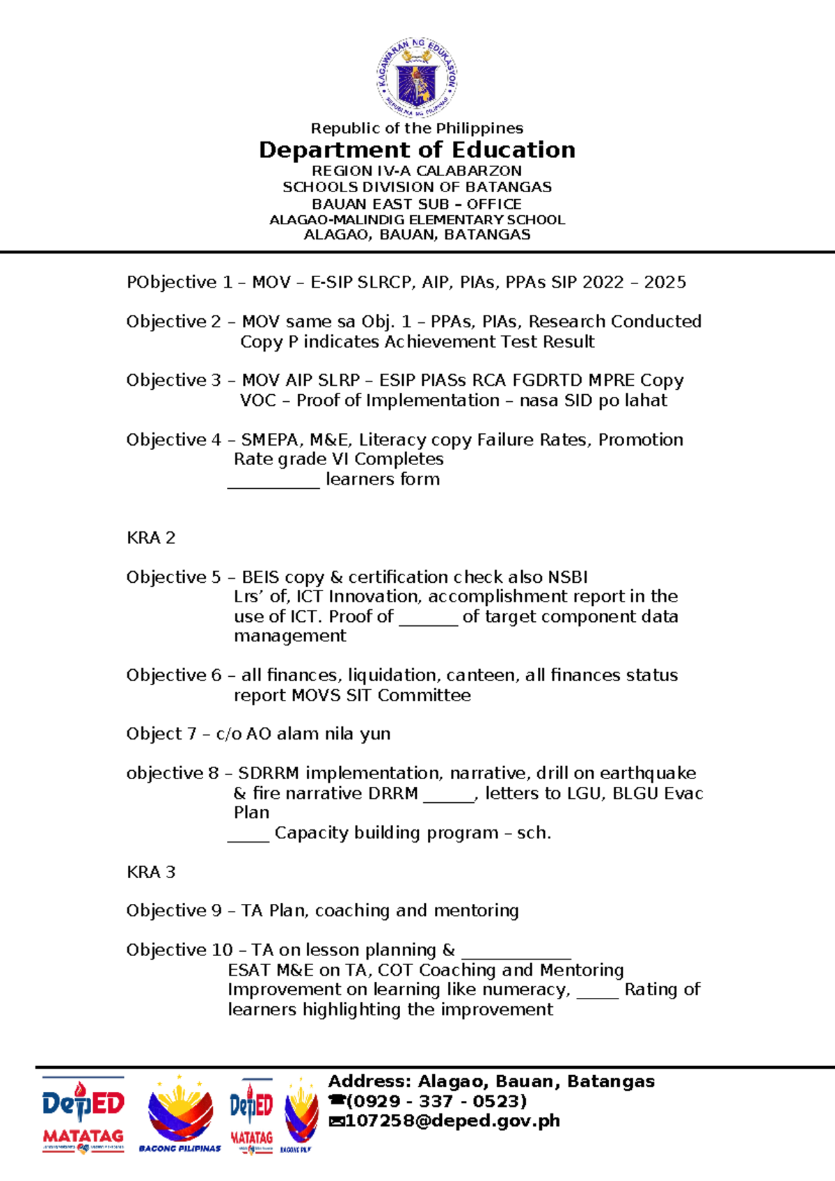 Objectives-MOVS - MOVS - Republic of the Philippines Department of ...