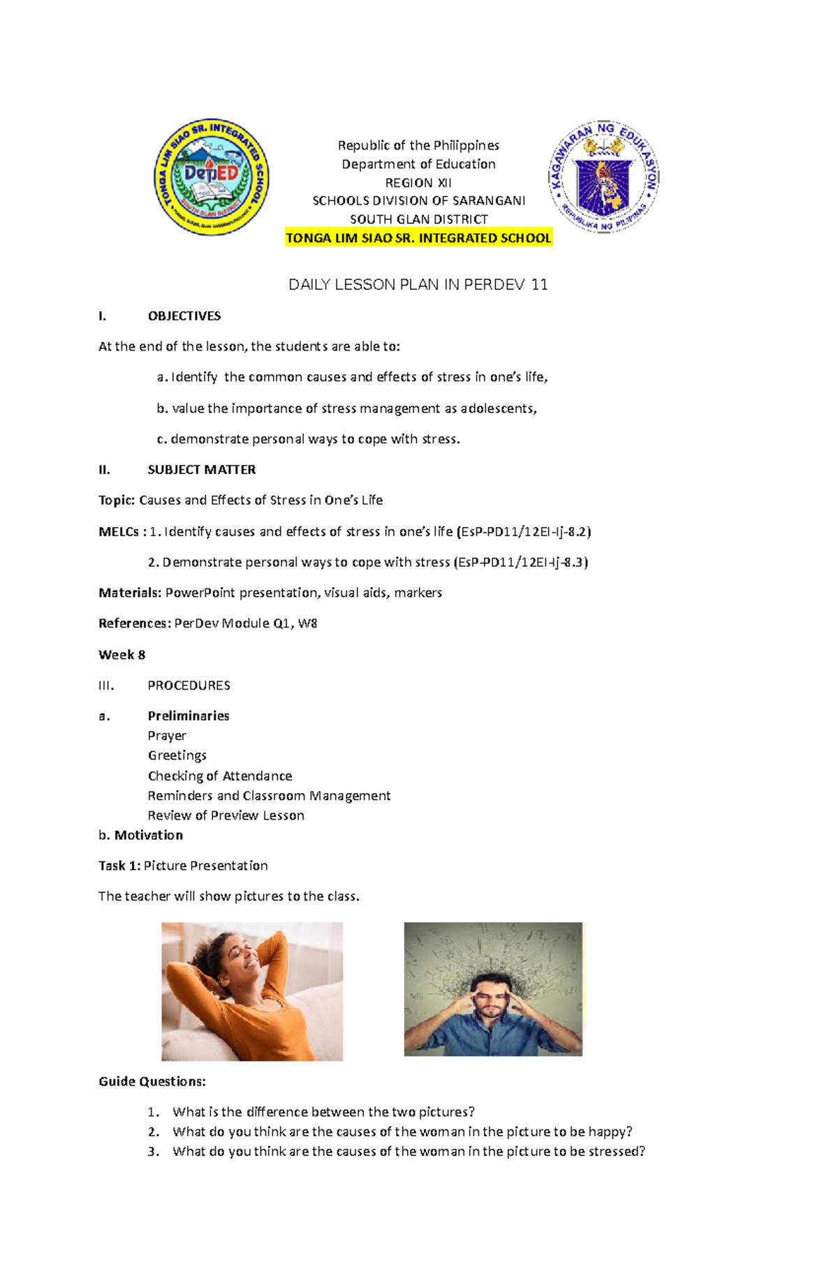 Lesson Plan - helpful - Republic of the Philippines Department of ...