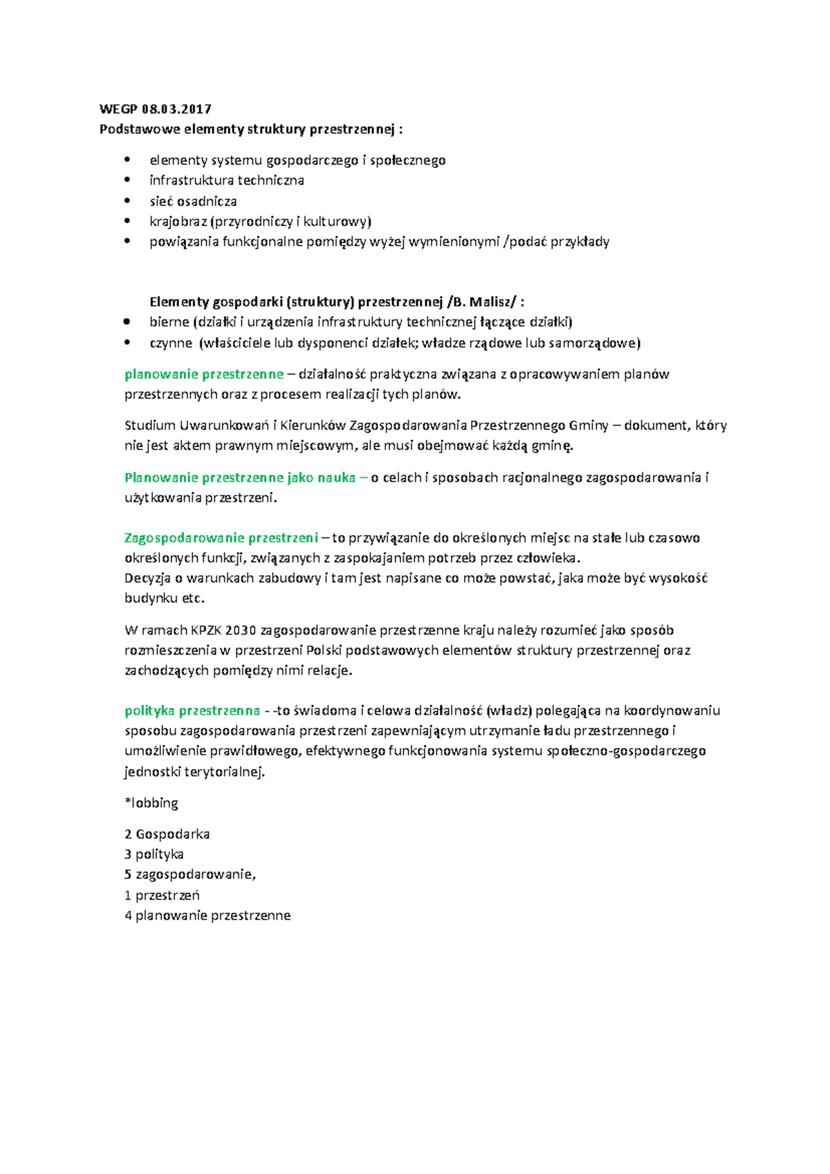 WEGP 08 - notatki wykłady - WEGP 08. Podstawowe elementy struktury ...