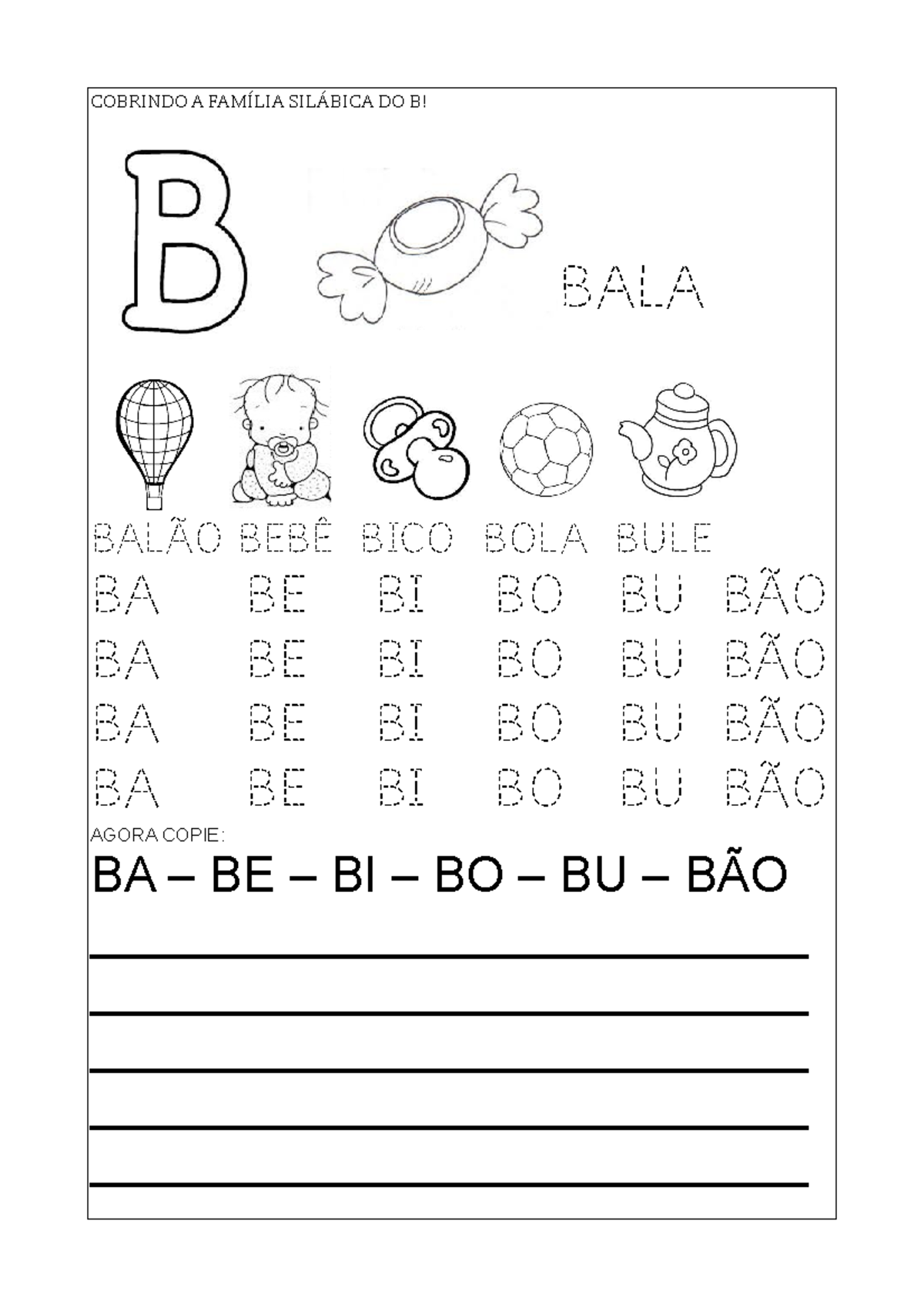 FormaçÃO SILÁBICA - portugues - COBRINDO A FAMÍLIA SILÁBICA DO B! BALA ...
